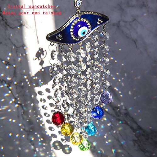 Evil Eye Decor Sun Catchers with Crystals Window Garden Hanging Elephant Suncatcher Prism Rainbow Maker Pendant