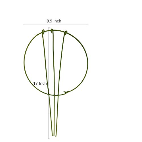 wowoda 3-Pack Garden Plant Support Stake Green Plant Support Rings for Climbing Plant, Flowers ( 10" Wide x 17" High )