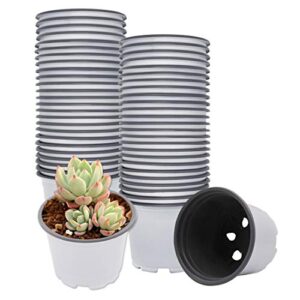 plastic plant nursery pots white flower seedling starter pots for little garden pots to repot succulents and plants (100pcs)