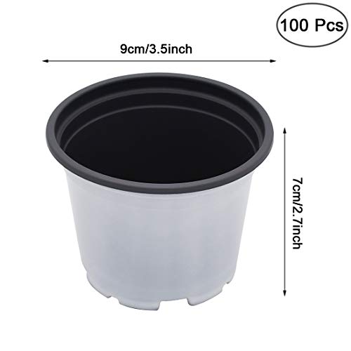 Plastic Plant Nursery Pots White Flower Seedling Starter Pots for Little Garden Pots to Repot Succulents and Plants (100PCS)