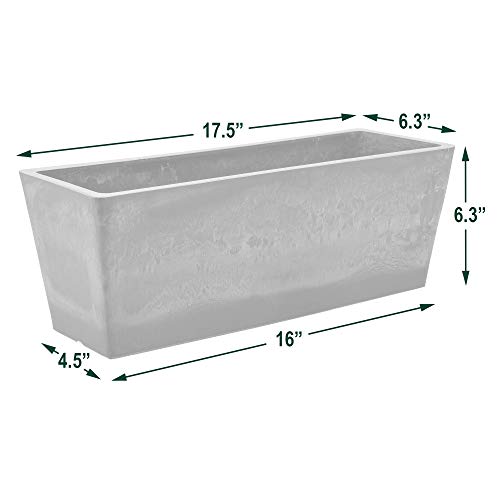 Arcadia Garden Products PSW U45CT Simplicity Window Box, 17.5" x 7" x 6", Cement Color, 17.5" x 7"