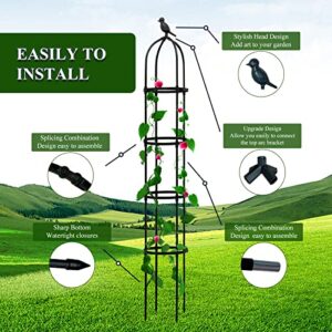 Garden Trellis for Climbing Plants, 6ft Tall Tower Obelisk Garden Trellis for Plant Support, Rustproof Round Plant Support for Climbing Vines Flower Stands Vegetable Indoor Outdoor Potted Plant 1 Pack