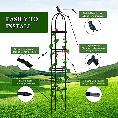 Garden Trellis for Climbing Plants, 6ft Tall Tower Obelisk Garden Trellis for Plant Support, Rustproof Round Plant Support for Climbing Vines Flower Stands Vegetable Indoor Outdoor Potted Plant 1 Pack