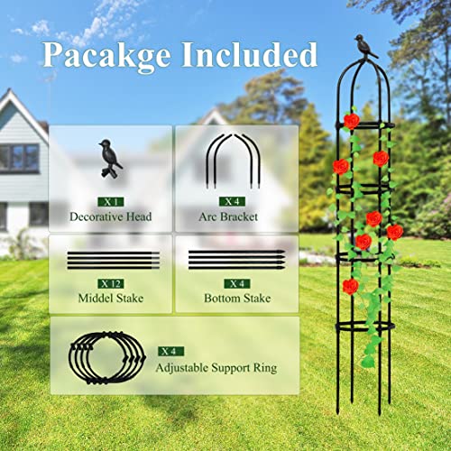 Garden Trellis for Climbing Plants, 6ft Tall Tower Obelisk Garden Trellis for Plant Support, Rustproof Round Plant Support for Climbing Vines Flower Stands Vegetable Indoor Outdoor Potted Plant 1 Pack