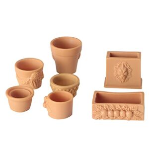 milisten 7pcs miniature flower pots dollhouse clay pots pottery planter dollhouse furniture fairy garden accessories for children kids