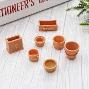 Milisten 7pcs Miniature Flower Pots Dollhouse Clay Pots Pottery Planter Dollhouse Furniture Fairy Garden Accessories for Children Kids