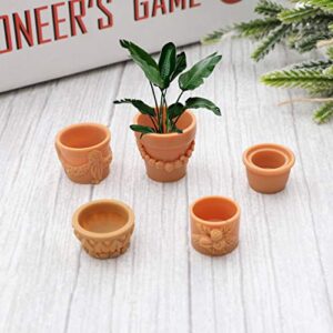 Milisten 7pcs Miniature Flower Pots Dollhouse Clay Pots Pottery Planter Dollhouse Furniture Fairy Garden Accessories for Children Kids