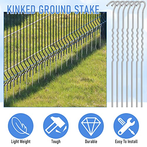 60 Pcs Kinked Metal Tent Stakes 12 Inch Metal Garden Edging Fence Hooks Pegs Dog Dig Proof Yard Stakes Spikes Heavy Duty Galvanized Ground Stakes Spikes Long Tent Pegs for Outdoor Camping Canopy Tarp