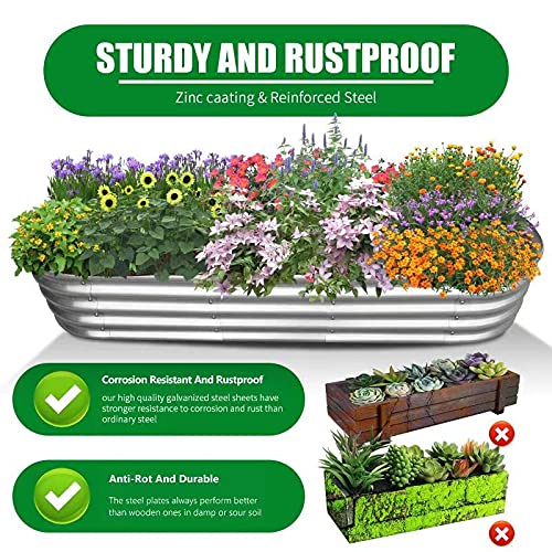 6 x 2.5 ft Raised Garden Bed Metal Elevated Planter for Vegetable Flower Herb (2pk)