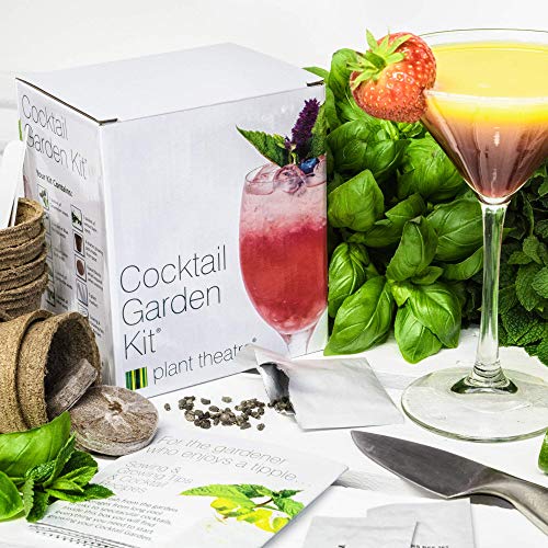 ﻿﻿Plant Theatre Cocktail Herb Growing Kit - Grow 6 Unique Indoor Garden Plants for Mixed Drinks with Seeds, Starter Pots, Planting Markers and Peat Discs - Kitchen & Gardening Gifts for Women & Men ﻿﻿﻿