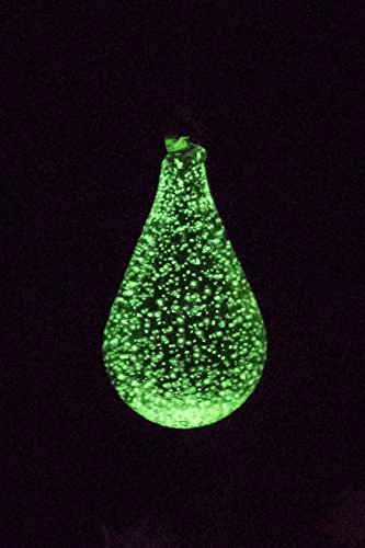 Artisan Crafts and Design 7” Glow in The Dark Hand-Blown Teardrop Glass Ornament Indoor and Outdoor Garden Decor