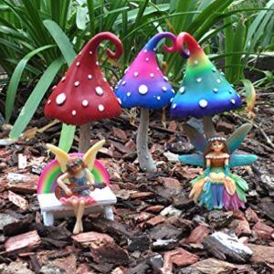 Magical Miniature Garden 7" Mushroom Collection (3 Pack) - 3 Fairy Garden Beautiful Miniature Mushrooms Included. A Gnome - Fairy Garden Accessory