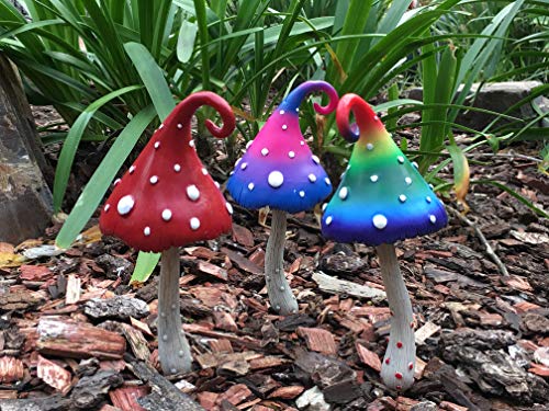 Magical Miniature Garden 7" Mushroom Collection (3 Pack) - 3 Fairy Garden Beautiful Miniature Mushrooms Included. A Gnome - Fairy Garden Accessory