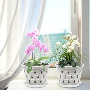 AAHGGBA Orchid Pot, 7 Inch 8 Pack Orchid Pots with Drainage Holes and Saucers Clear Plastic Orchid Pots Provide Good Air Circulation Garden Planters Pots for Indoor and Outdoor Use