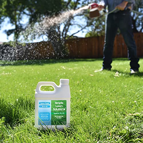 Superior Nitrogen & Potash 15-0-15 NPK- Lawn Food Quality Liquid Fertilizer - Concentrated - Any Grass Type- Simple Lawn Solutions Green, Growth - Lawn and Garden Rates - Phosphorus-Free (1 Quart)