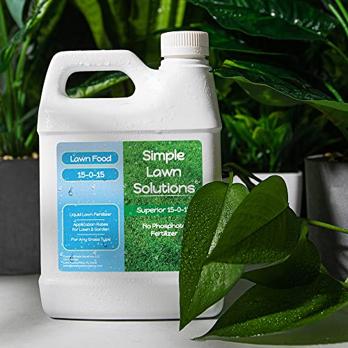 Superior Nitrogen & Potash 15-0-15 NPK- Lawn Food Quality Liquid Fertilizer - Concentrated - Any Grass Type- Simple Lawn Solutions Green, Growth - Lawn and Garden Rates - Phosphorus-Free (1 Quart)