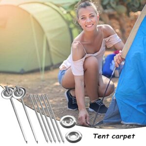 10 Sets Patio Rug Stakes 6 Inches Outdoor Rug Stakes Stainless Steel RV Mat Stakes Rug Spikes Patio Ground Stakes for Garden Camp Rug Outside Mat Carpet Tent