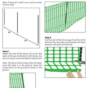 Safety Fence + 25 Steel Plant Stakes, Extra Strength Mesh Snow Fencing, Temporary Green Plastic Garden Netting 4x100 Feet Fence & 25, 4 Foot Stakes, Above Ground Barrier for Construction Dogs Plants