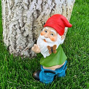 Mood Lab Garden Gnome - Pants Down Gnome - 9.3 Inch Tall Statue Lawn Garden Figurine - for Outdoor or House Decor