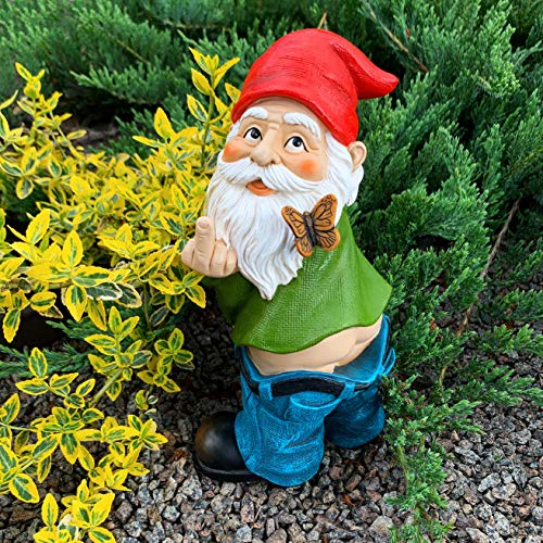 Mood Lab Garden Gnome - Pants Down Gnome - 9.3 Inch Tall Statue Lawn Garden Figurine - for Outdoor or House Decor