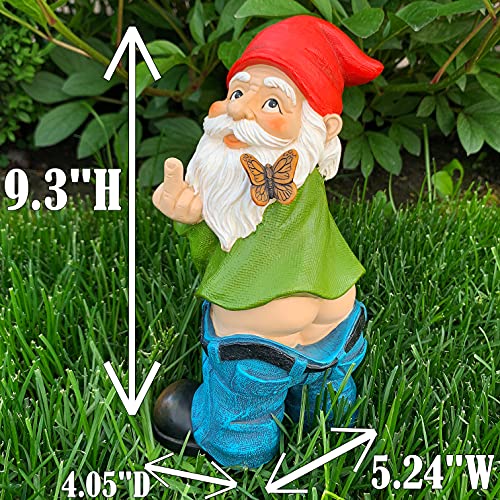 Mood Lab Garden Gnome - Pants Down Gnome - 9.3 Inch Tall Statue Lawn Garden Figurine - for Outdoor or House Decor