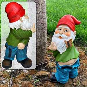 Mood Lab Garden Gnome - Pants Down Gnome - 9.3 Inch Tall Statue Lawn Garden Figurine - for Outdoor or House Decor