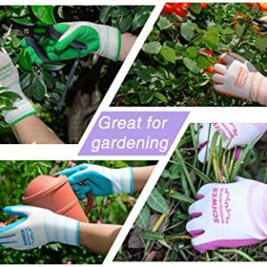 Schwer 16 Pairs Gardening Gloves for Women Breathable Work Gloves Garden Gloves with Powerful Grip, Universal Size M fits Most, Suitable for Multi-purposes