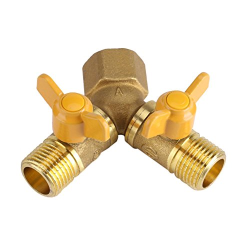 Yosoo 2 Way Brass Double Tap Adapter Garden Hose Connector Splitter G1/2 inch Outside Garden Irrigation Tap Adaptor and Hose Dual Faucet Connector