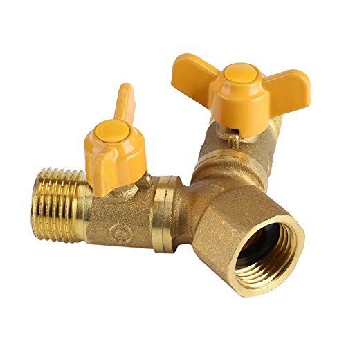 Yosoo 2 Way Brass Double Tap Adapter Garden Hose Connector Splitter G1/2 inch Outside Garden Irrigation Tap Adaptor and Hose Dual Faucet Connector