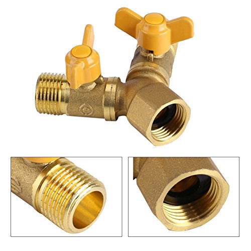 Yosoo 2 Way Brass Double Tap Adapter Garden Hose Connector Splitter G1/2 inch Outside Garden Irrigation Tap Adaptor and Hose Dual Faucet Connector