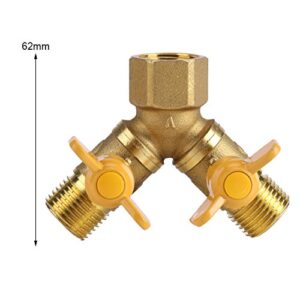 Yosoo 2 Way Brass Double Tap Adapter Garden Hose Connector Splitter G1/2 inch Outside Garden Irrigation Tap Adaptor and Hose Dual Faucet Connector