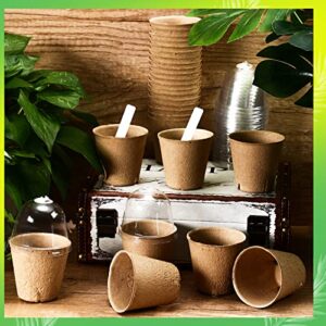 50 Pcs 3.2 Inch Round Peat Pots Degradable Nursery Seed Starter Kit Garden Germination Tray 50 Pcs Humidity Dome 50 Pcs Plant Labels for Planting Flower Vegetable Herb Succulent Seedlings