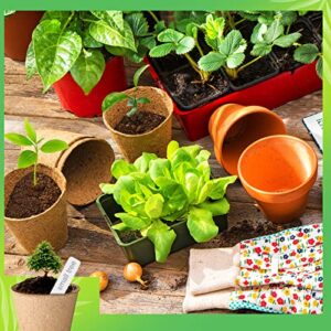 50 Pcs 3.2 Inch Round Peat Pots Degradable Nursery Seed Starter Kit Garden Germination Tray 50 Pcs Humidity Dome 50 Pcs Plant Labels for Planting Flower Vegetable Herb Succulent Seedlings