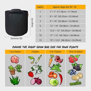 Zegos Grow Bags 15 Gallon 10 Packs Fabric Plant Pots with Heavy Duty Thickened Nonwoven Fabric and Handles for Indoor&Outdoor Garden Plants, Vegetable, Flowers, Potato (1 Pack Pruning Snips Included)