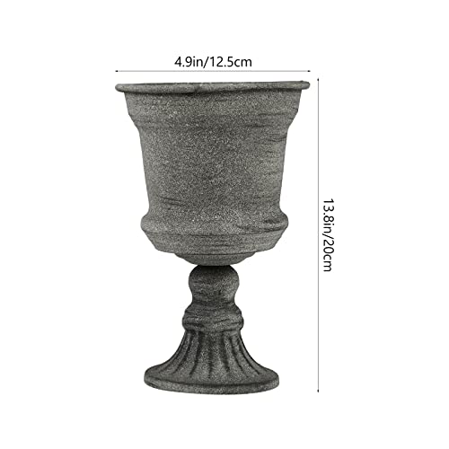 Rustic Iron Grecian Urn Planter Classic Farmhouse Urn Flower Pot Vase Decorative Wedding Flower Pot Home Garden Porch Front Door Planters Desk Balcony Decoration Grey