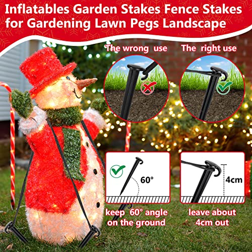 Vicenpal 7 Inch Plastic Yard Stakes Inflatables Heavy Duty for Tent Ground Garden Replacement Outdoor Fence Lawn Pegs Landscape Staples Christmas Decorations (Black, 24 Pcs)