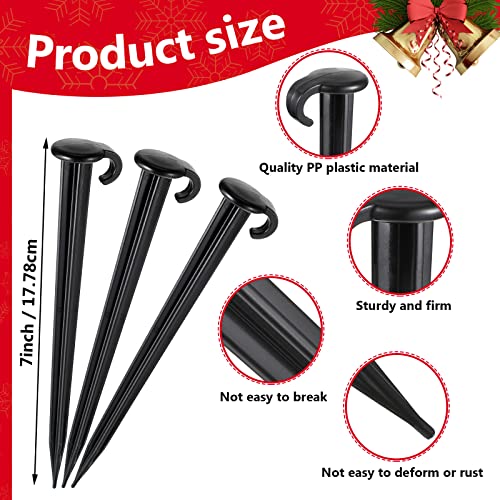 Vicenpal 7 Inch Plastic Yard Stakes Inflatables Heavy Duty for Tent Ground Garden Replacement Outdoor Fence Lawn Pegs Landscape Staples Christmas Decorations (Black, 24 Pcs)