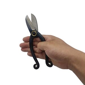 AssemHome Slim Bonsai Scissors Indoor Floral Arranging Gardening Tools Pruning Shears Springsteels Black 6.5 Inch for Hand Trimming of Flowers Plants