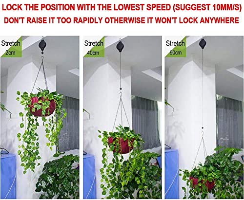 Ni Hong electron Plant Pulley Adjustable Hanging planters Flower Basket Hook，Retractable Planters Flower Basket Hook，Retractable Hook , for Garden Baskets pots Birds Feeder Hook（Black x3）