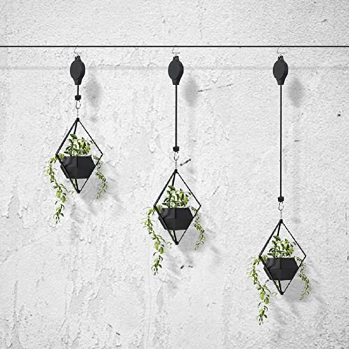 Ni Hong electron Plant Pulley Adjustable Hanging planters Flower Basket Hook，Retractable Planters Flower Basket Hook，Retractable Hook , for Garden Baskets pots Birds Feeder Hook（Black x3）