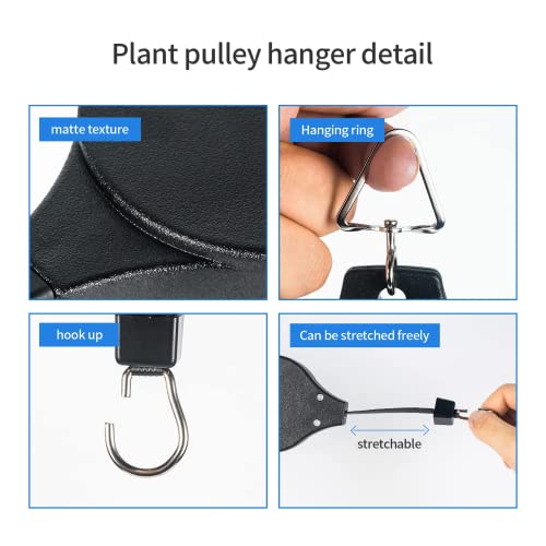 Ni Hong electron Plant Pulley Adjustable Hanging planters Flower Basket Hook，Retractable Planters Flower Basket Hook，Retractable Hook , for Garden Baskets pots Birds Feeder Hook（Black x3）