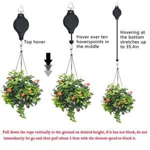 Ni Hong electron Plant Pulley Adjustable Hanging planters Flower Basket Hook，Retractable Planters Flower Basket Hook，Retractable Hook , for Garden Baskets pots Birds Feeder Hook（Black x3）