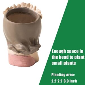 Yukawang Cute Succulent Pots Fairy Succulent Plant Pot, 4 Inch Indoor Resin Unique Cactus Flower Pot with Little Girl Head Face Planter Container for Home Office Desk Garden (D)