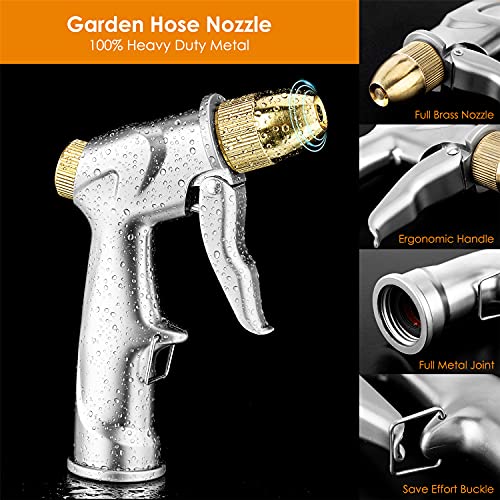 Doset Upgrade Garden Hose Nozzle, 100% Heavy Duty Metal Handheld Water Nozzle High Pressure Pistol Grip Sprayer in 4 Spraying Modes for Hand Watering Plants and Lawn, Car Washing, Patio and Pet