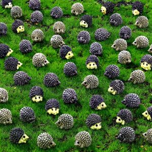 chunful 50 pcs mini hedgehog figurines miniature fairy garden figurines accessories for terrarium flowerpot landscape desktop diy decor party favor cake topper resin hedgehog bulk