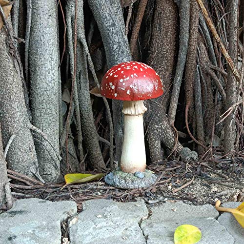 ORIGARDEN Mushroom Decor Outdoor Garden Statue - Garden Gnome's Favorite Garden Decoration Patio Decor (11.8", Red)