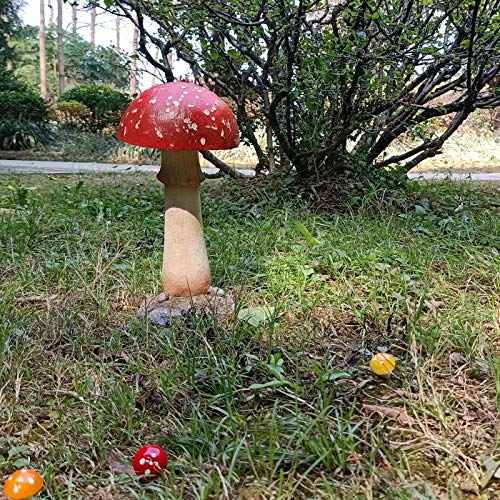 ORIGARDEN Mushroom Decor Outdoor Garden Statue - Garden Gnome's Favorite Garden Decoration Patio Decor (11.8", Red)