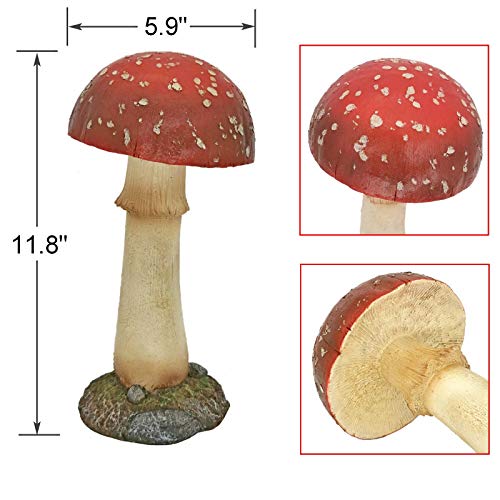 ORIGARDEN Mushroom Decor Outdoor Garden Statue - Garden Gnome's Favorite Garden Decoration Patio Decor (11.8", Red)