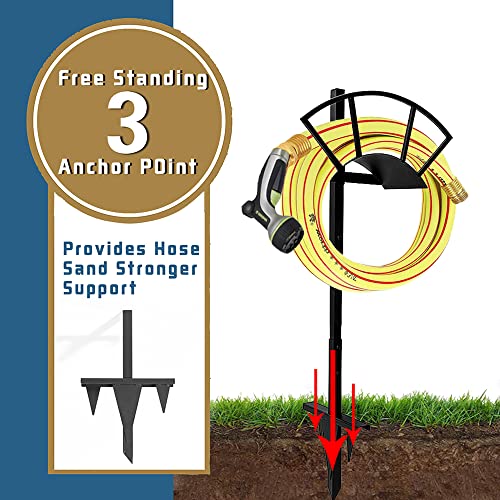 Garden Hose Holder Freestanding, Water Hose Holder, Hose Hanger Heavy Duty Garden Hose Reel Hose Rack, Hose Storage Hose Stand Decorative Hose Organizer for for Garden, Lawn,Yard, Black