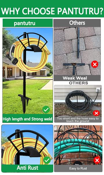 Garden Hose Holder Freestanding, Water Hose Holder, Hose Hanger Heavy Duty Garden Hose Reel Hose Rack, Hose Storage Hose Stand Decorative Hose Organizer for for Garden, Lawn,Yard, Black